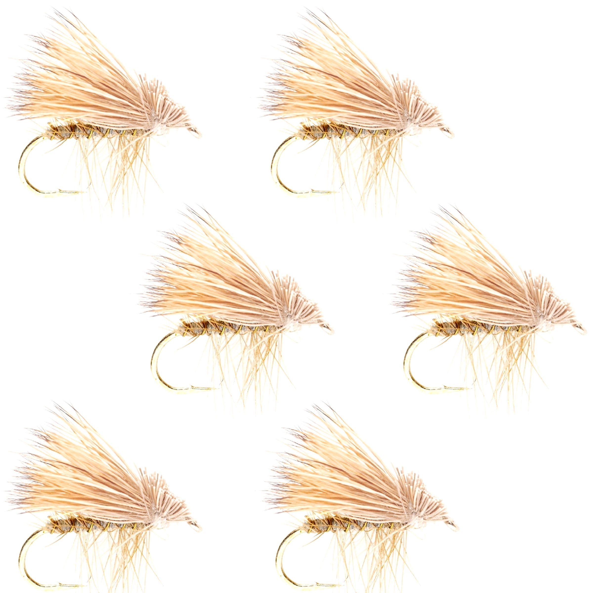 The Fly Fishing Place Barbless Yellow Elk Hair Caddis Classic Trout Dry Flies 6 Flies Size 14 ...
