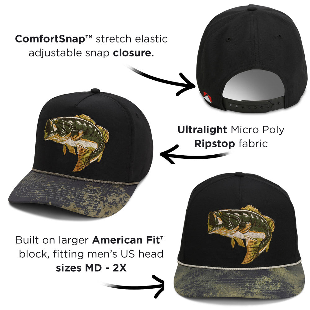 Paramount Outdoors Largemouth Bass 5-Panel Trucker Rope Cap - Angler's ...