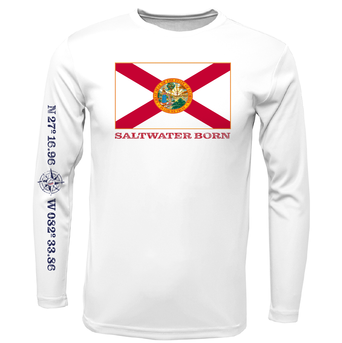 Siesta Key, FL Florida Flag Long Sleeve UPF 50+ Dry-Fit Shirt - Angler ...