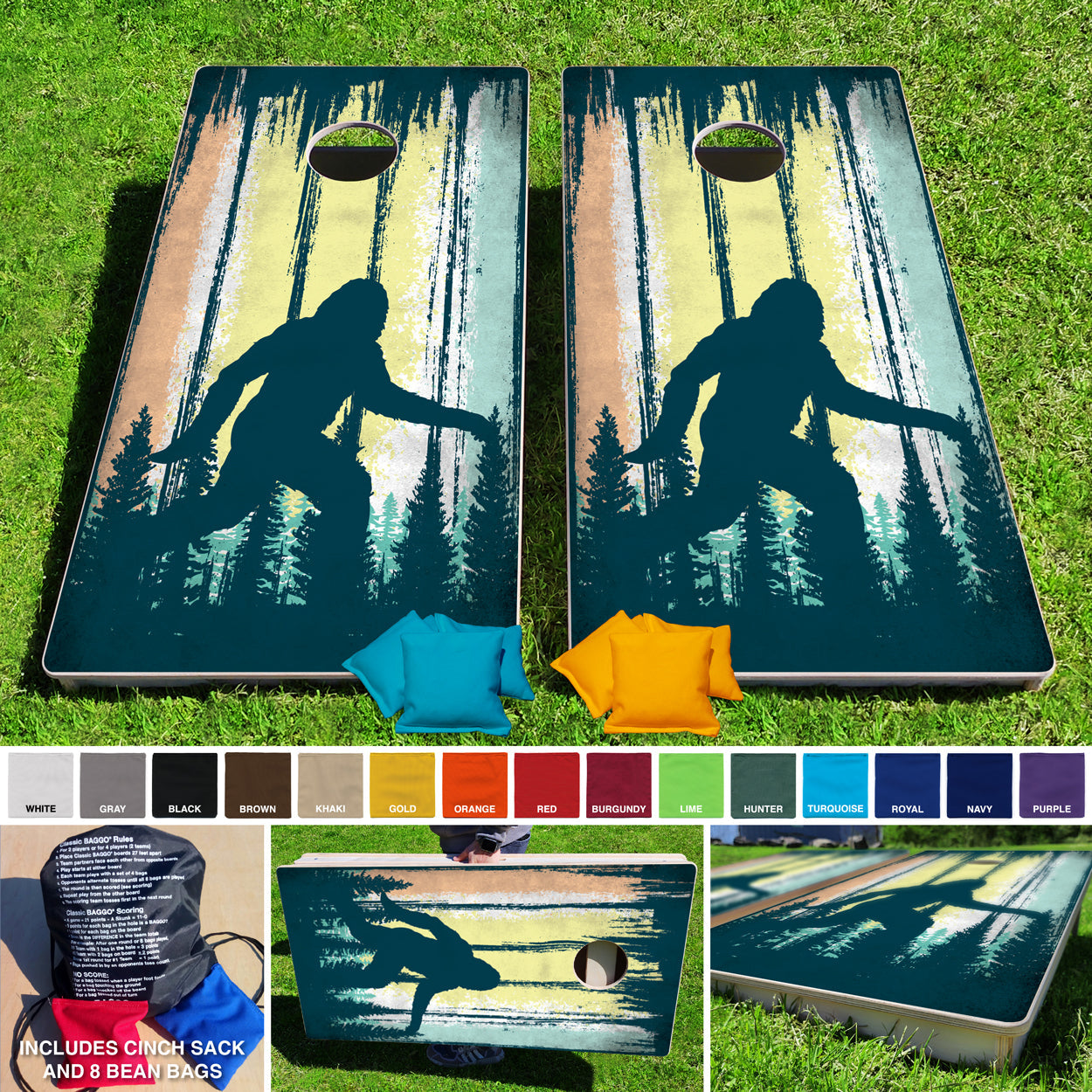 Baggo Tree Line Bigfoot Pro Style Regulation Cornhole Game - Angler's ...