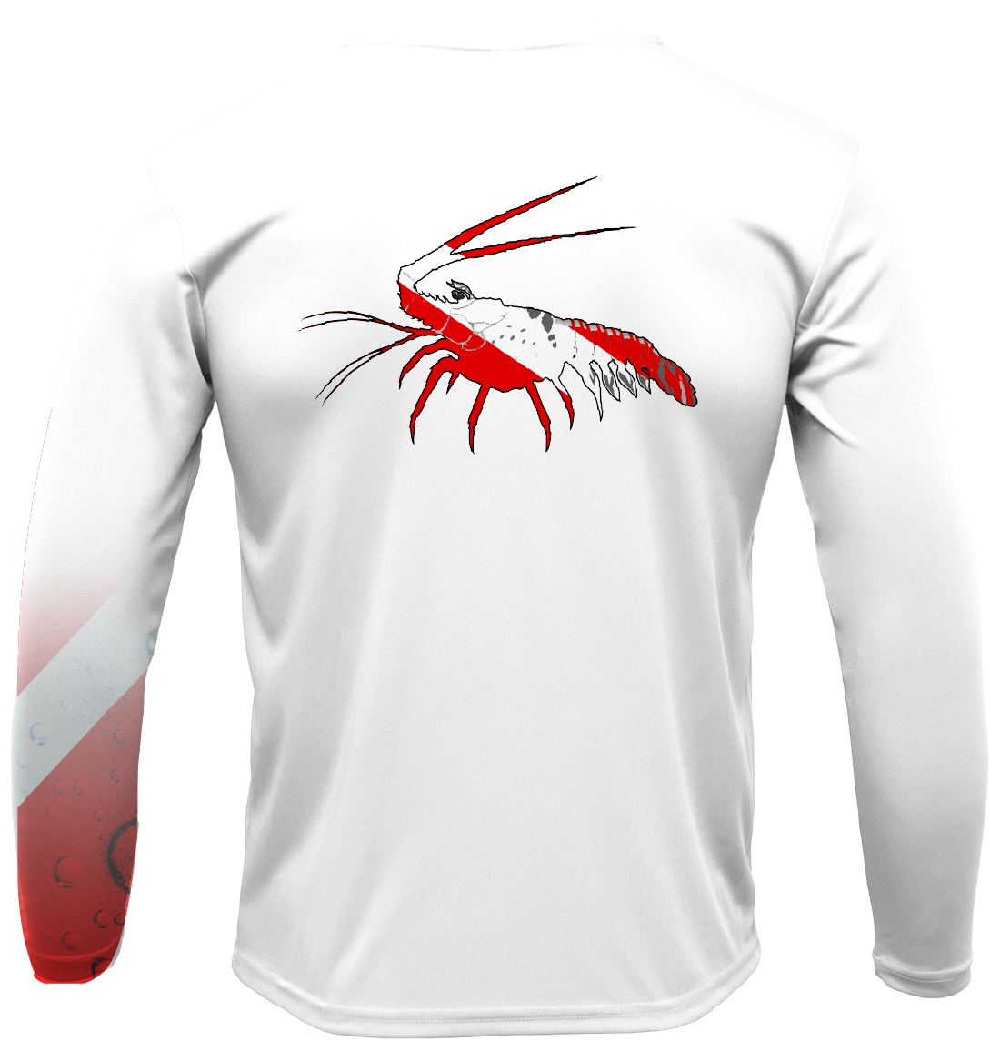Siesta Key, FL Lobster with Scuba Sleeve LS UPF 50+ Dry-Fit Shirt ...