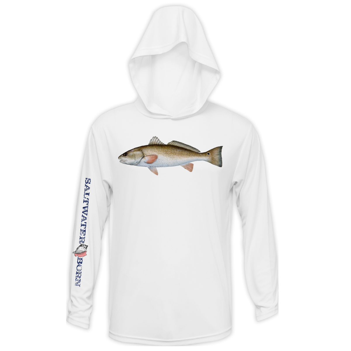 Saltwater Born Redfish Long Sleeve UPF 50+ Dry-Fit Hoodie - Angler's ...