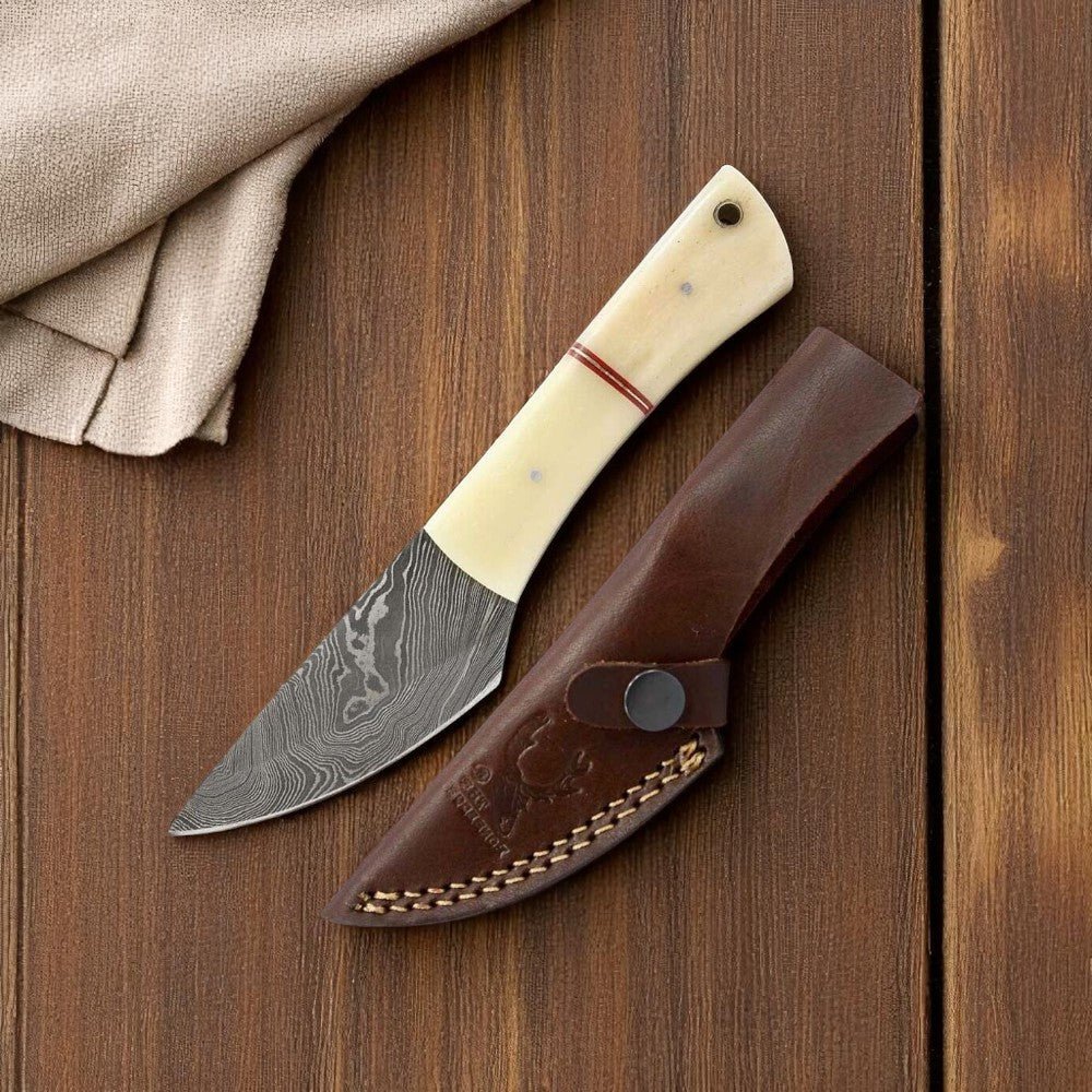Damascus Knife Store Custom Handmade Bone Handle Damascus Hunting Knife ...