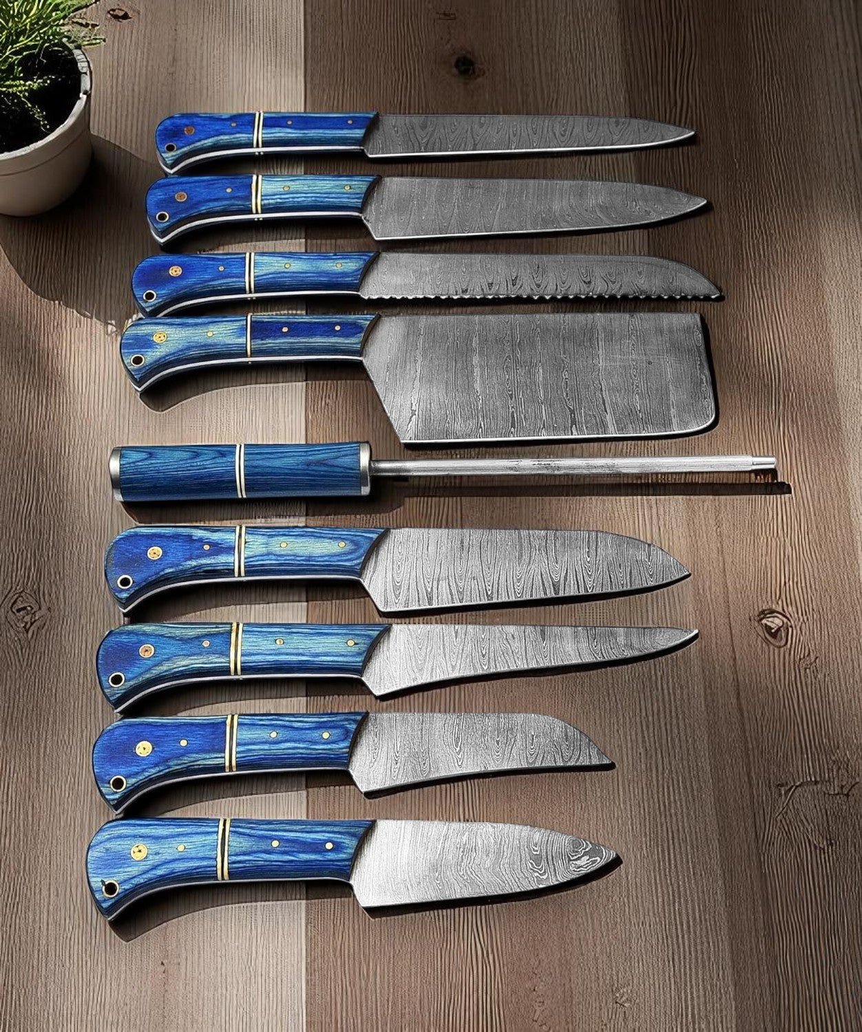 Damascus Knife Store Custom Handmade Kitchen Knives Set - Angler's Pro ...