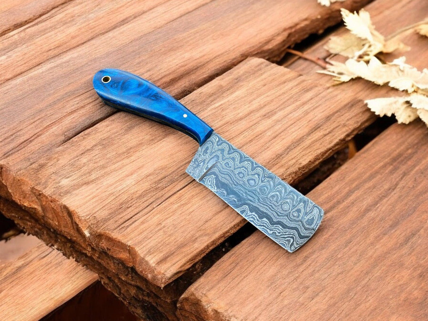 Damascus Knife Store Handmade Damascus Bull Cutter Knife with Epoxy ...