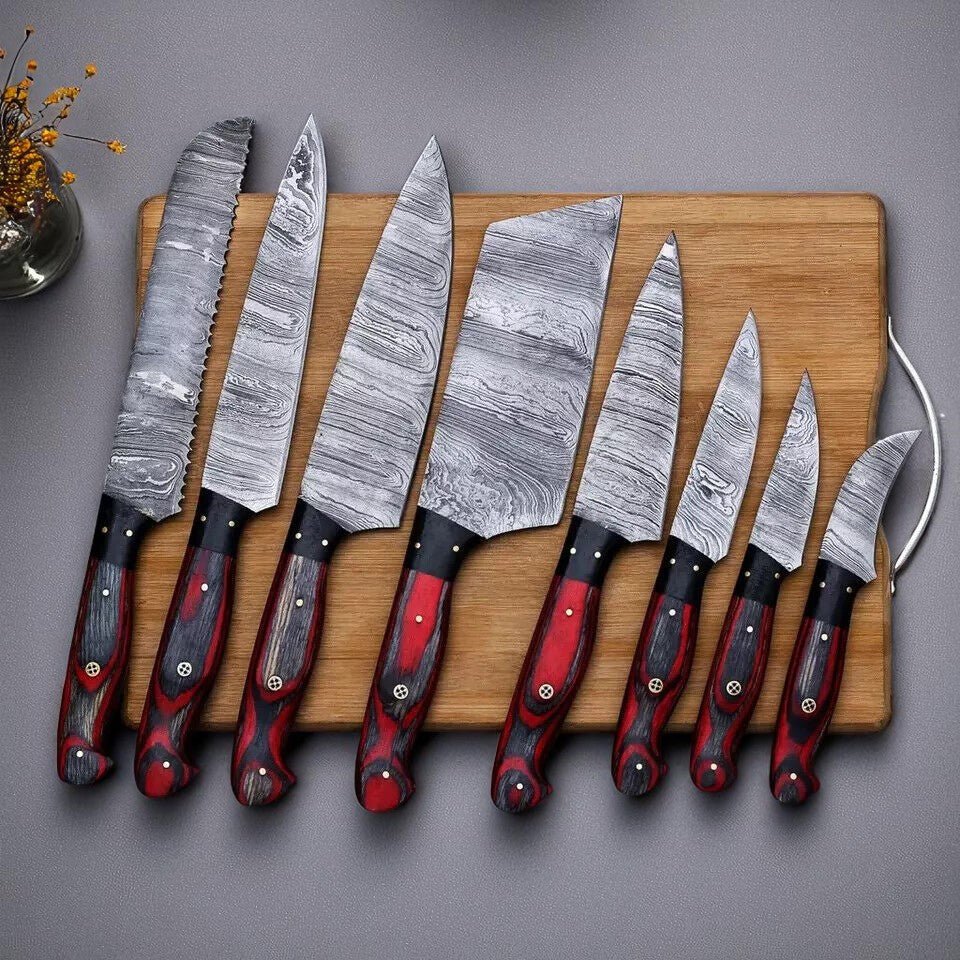 Damascus Knife Store Handmade Steel Kitchen Knives Set | Exotic Wood ...