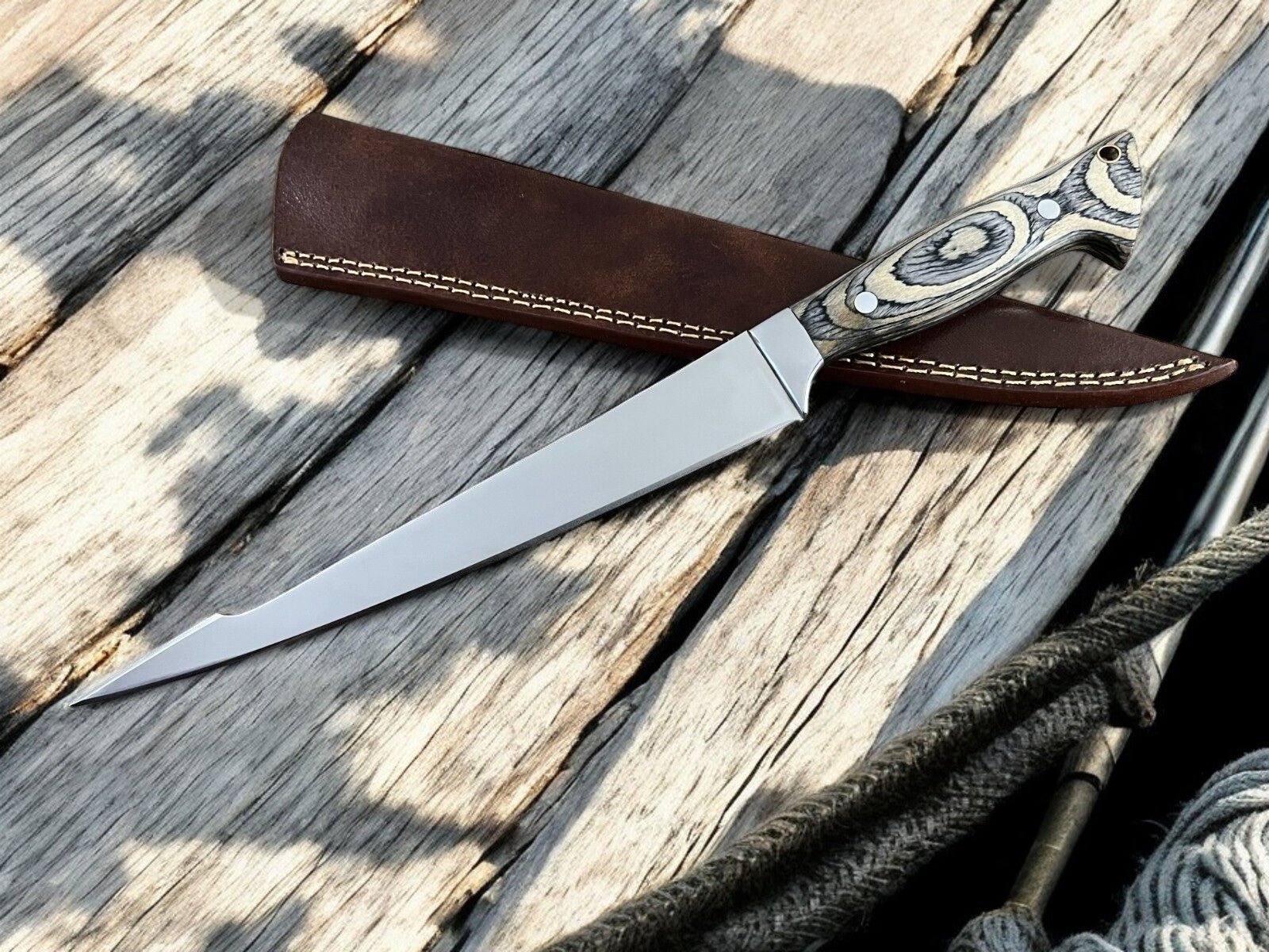 Damascus Knife Store Premium Handmade Fillet Knife with Exotic Pakka ...