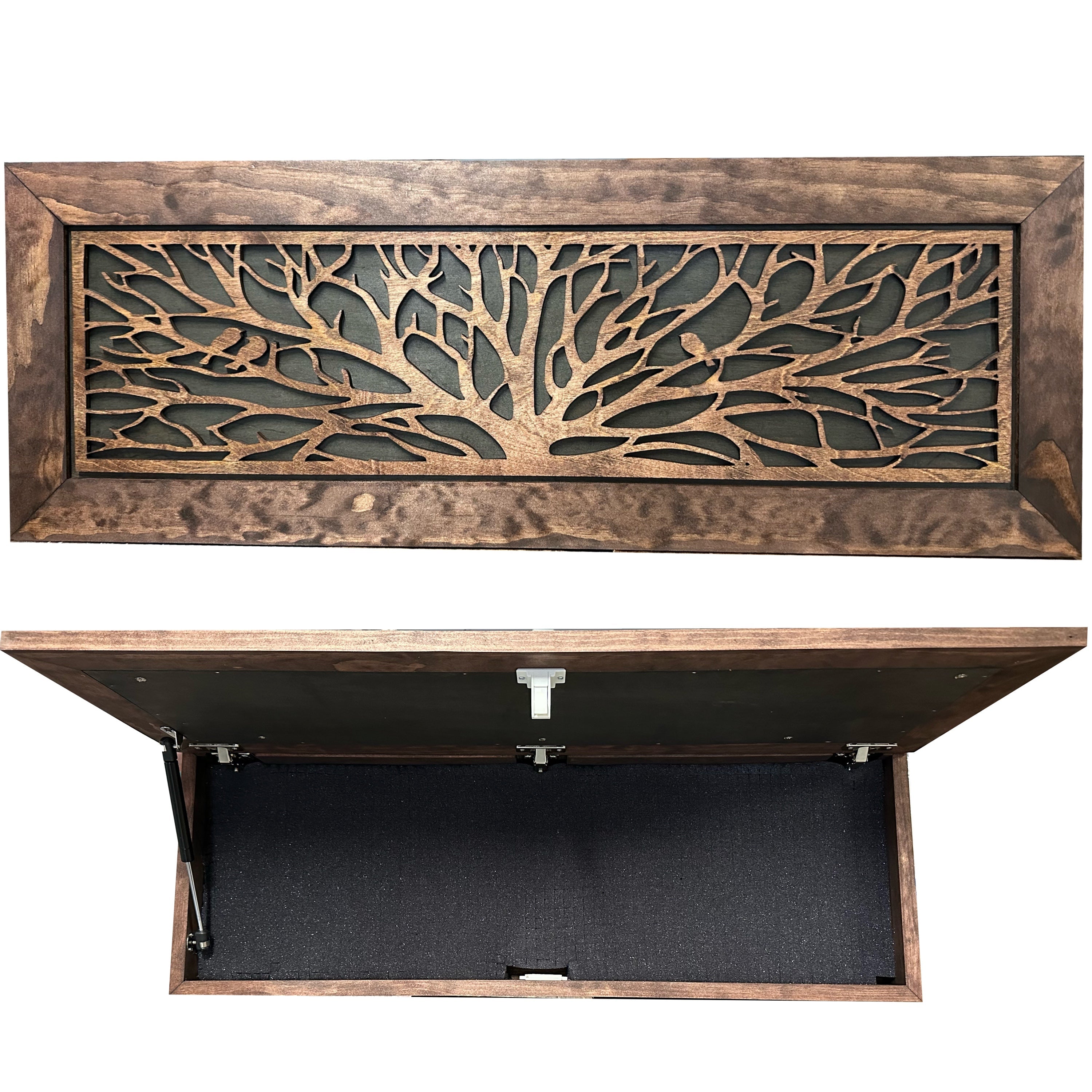 Large Wood Hidden Gun Cabinet Birds In A Tree Wall Decoration - Hidden ...
