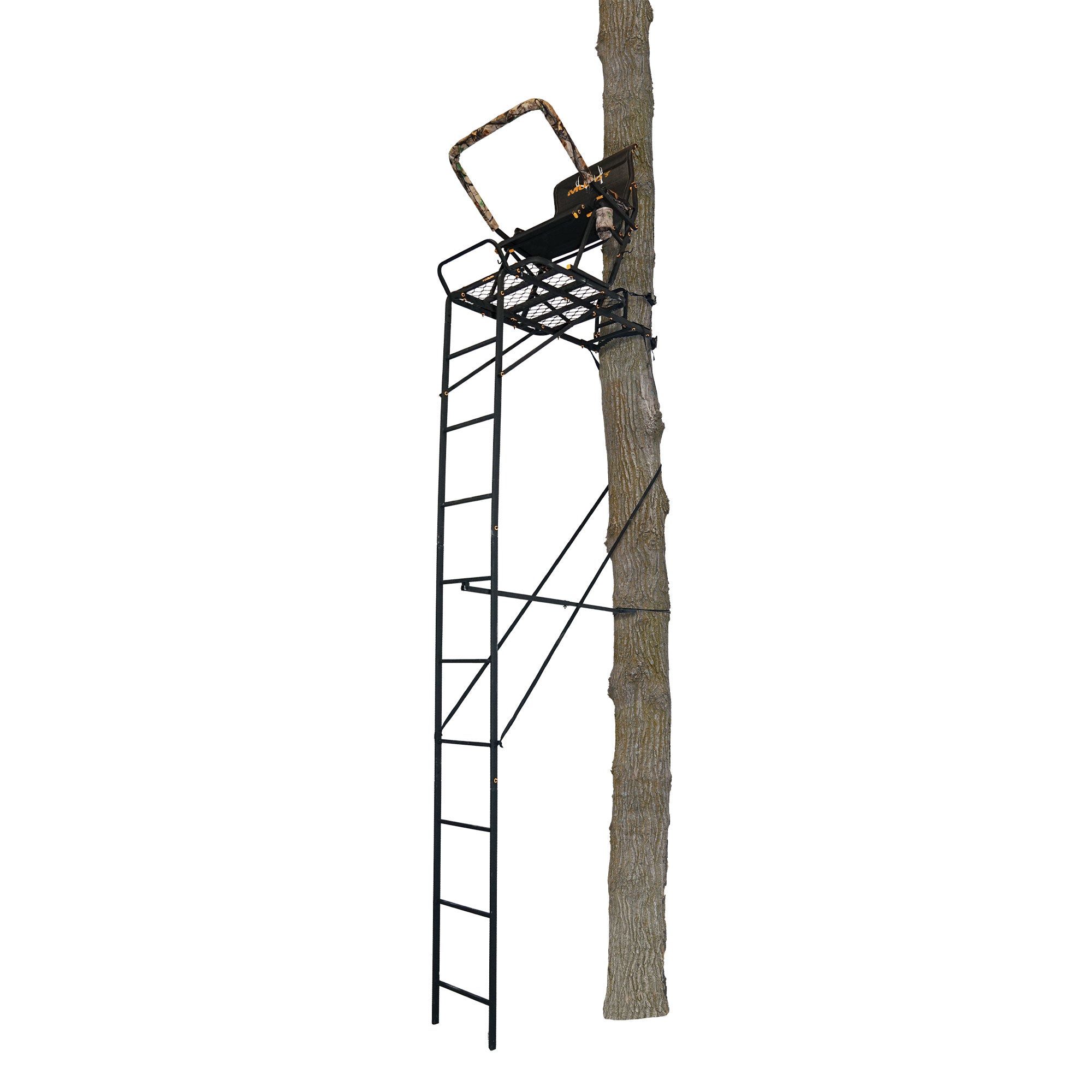 Muddy Boss Hawg 1.5 Deer Hunting 17 Foot Ladderstand Tree Stand w ...