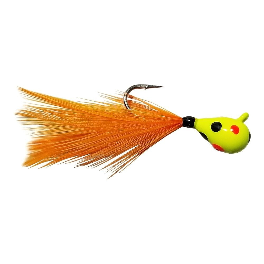 Kenders - Tungsten Chartreuse/ Orange Wonder Feather Jig - Angler's Pro ...