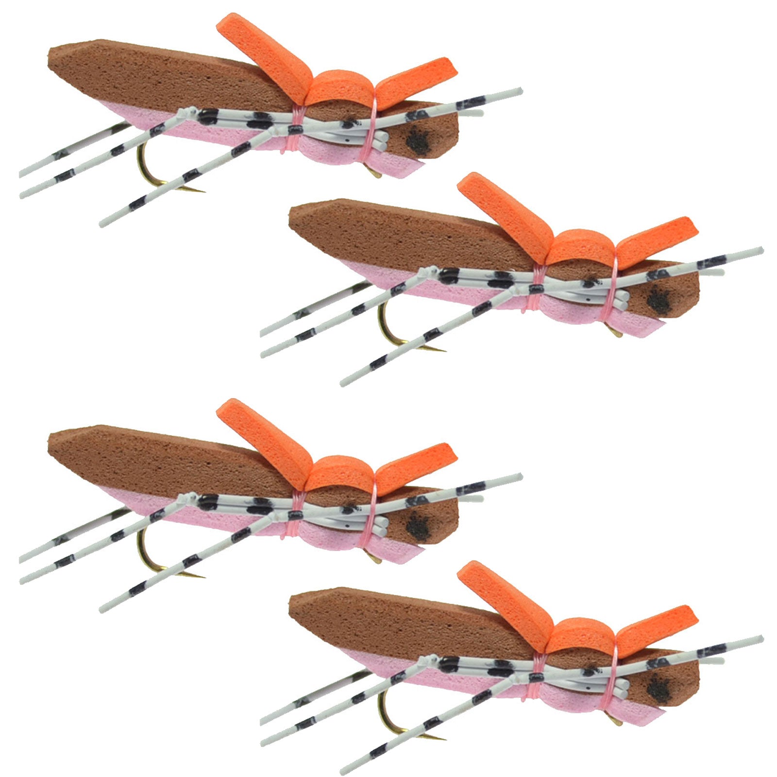 The Fly Fishing Place 4 Pack Moorish Hopper Brown Pink Foam Body ...